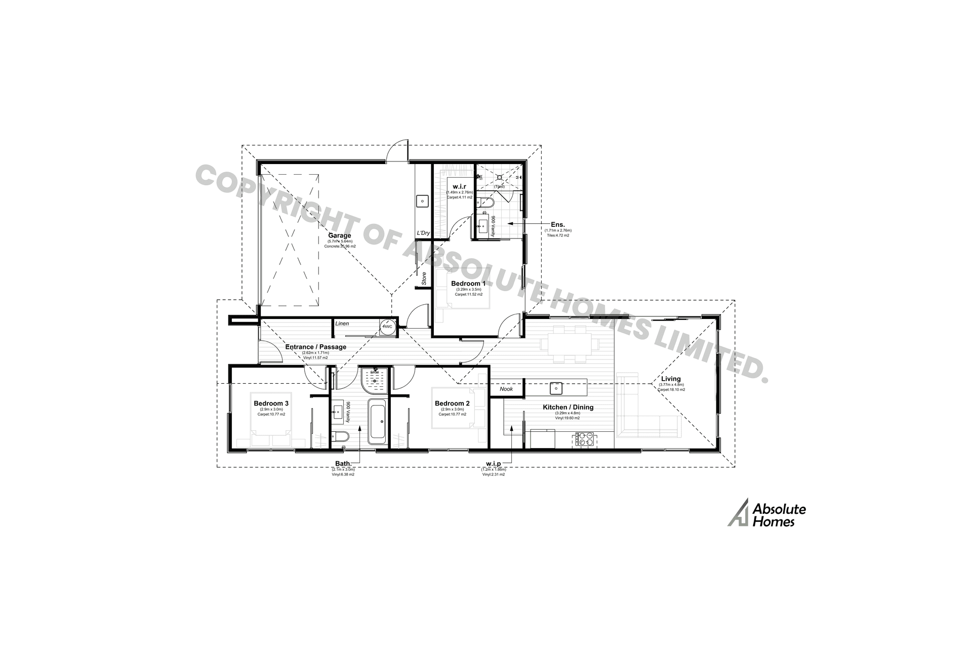 Arlen Plan - Absolute Homes - 3-bed Floor Plan by Absolute Homes ...