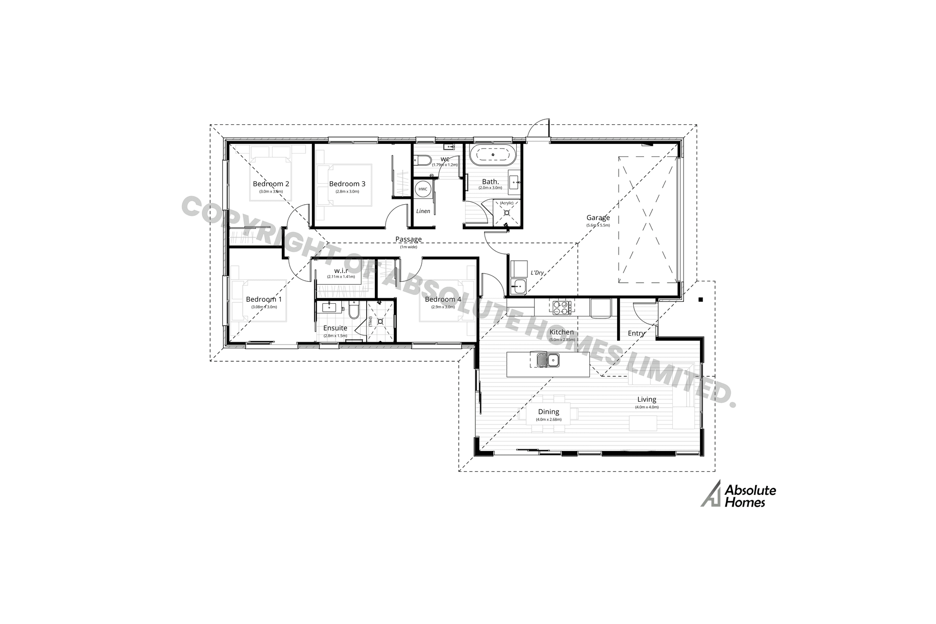 Hannah Plan - Absolute Homes - 4-bed Floor Plan by Absolute Homes ...