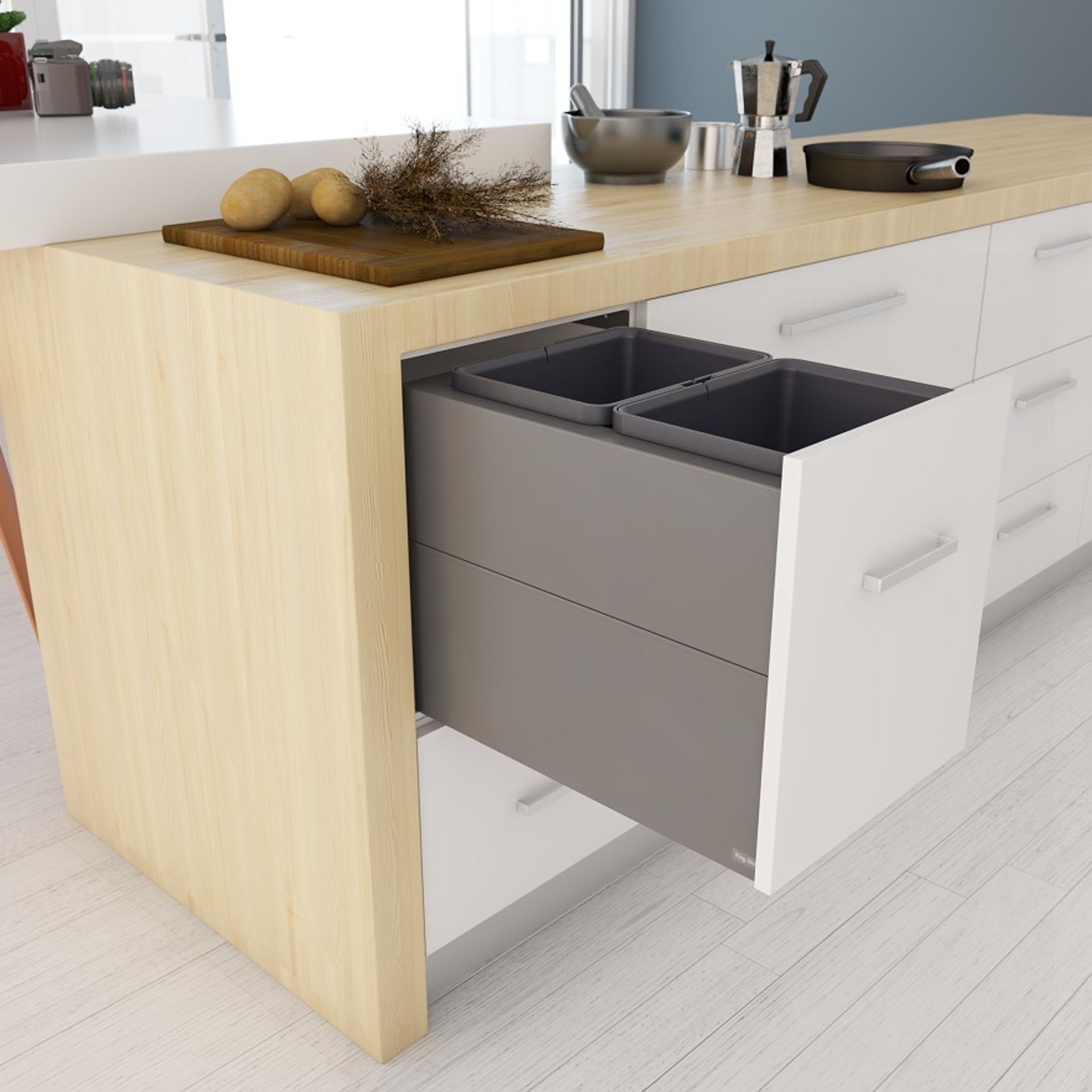 Tanova Designer Series 2 Pull Out Kitchen Bin | ArchiPro NZ