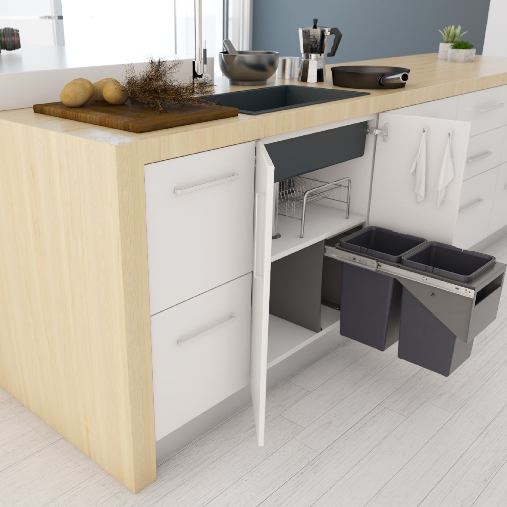 Tanova Simplex Pull Out Kitchen Bin | ArchiPro NZ