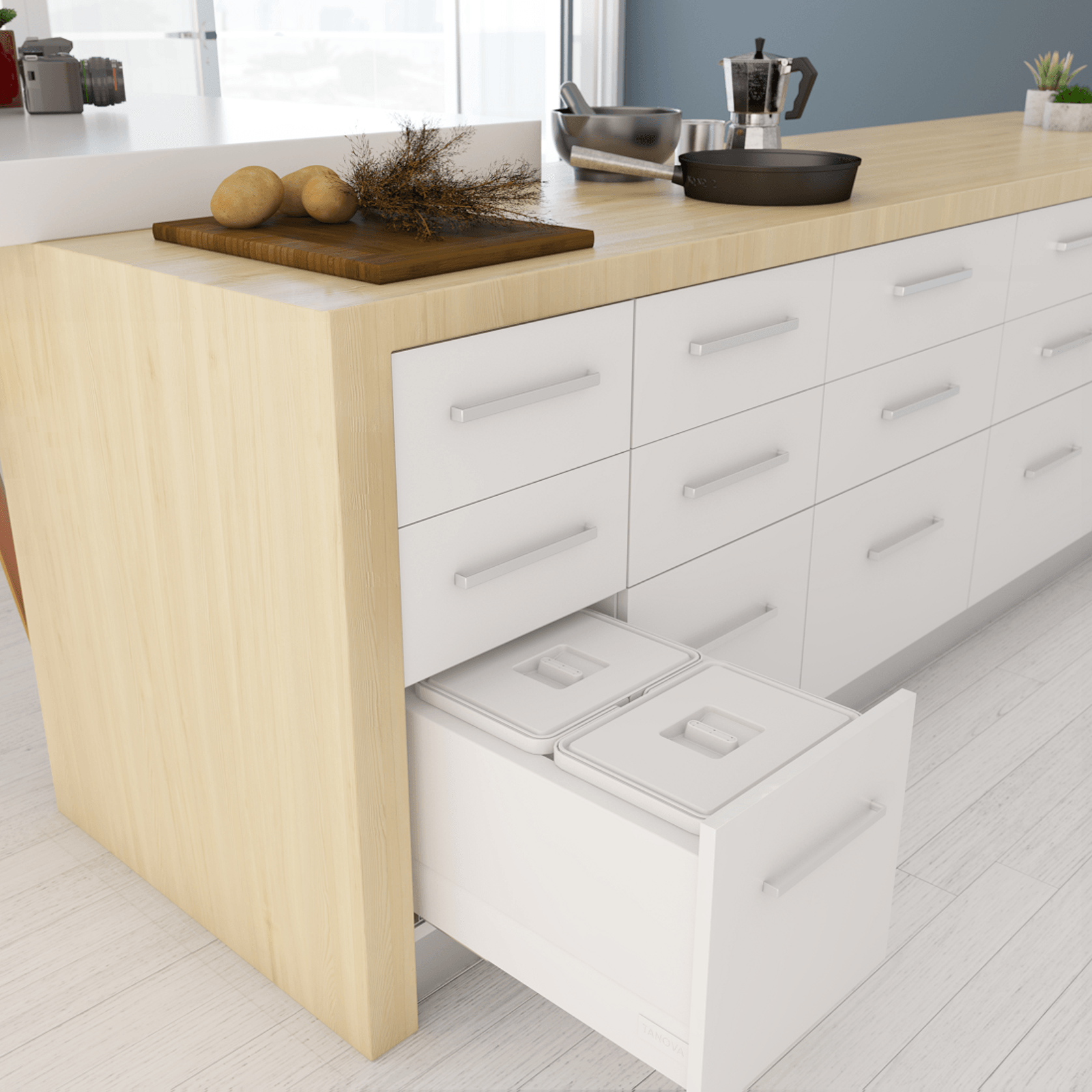 Tanova Kitchen Bin Frame & Buckets | ArchiPro NZ