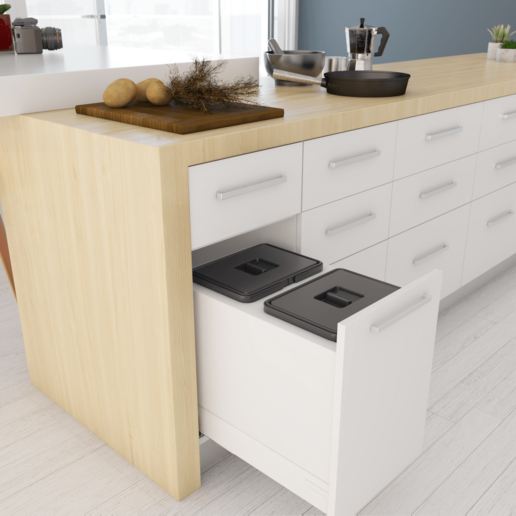 Tanova Kitchen Bin Frame & Buckets | ArchiPro NZ