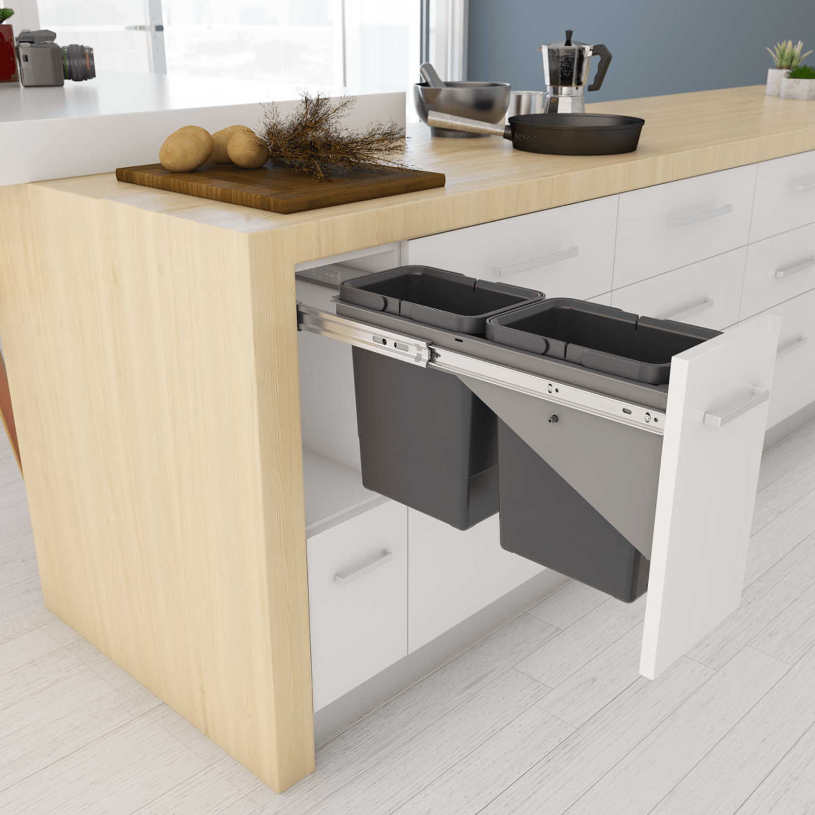 Tanova Simplex Pull Out Kitchen Bin | ArchiPro NZ