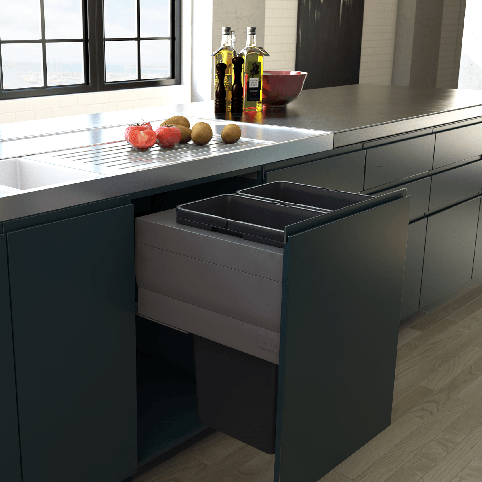 Tanova Designer Series Pull Out Kitchen Bins | ArchiPro NZ