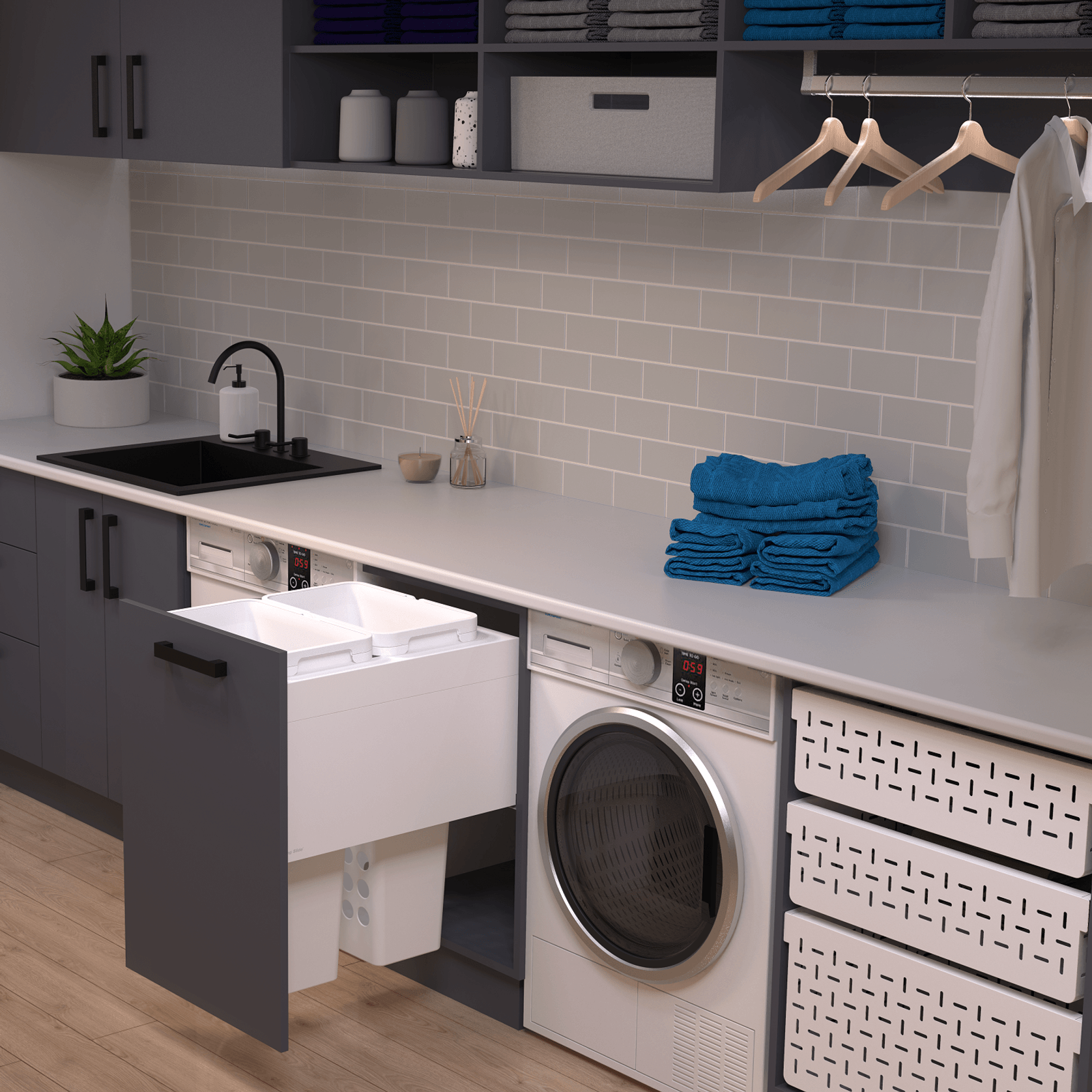 Tanova Designer Series 2 Pull Out Laundry Unit | ArchiPro NZ