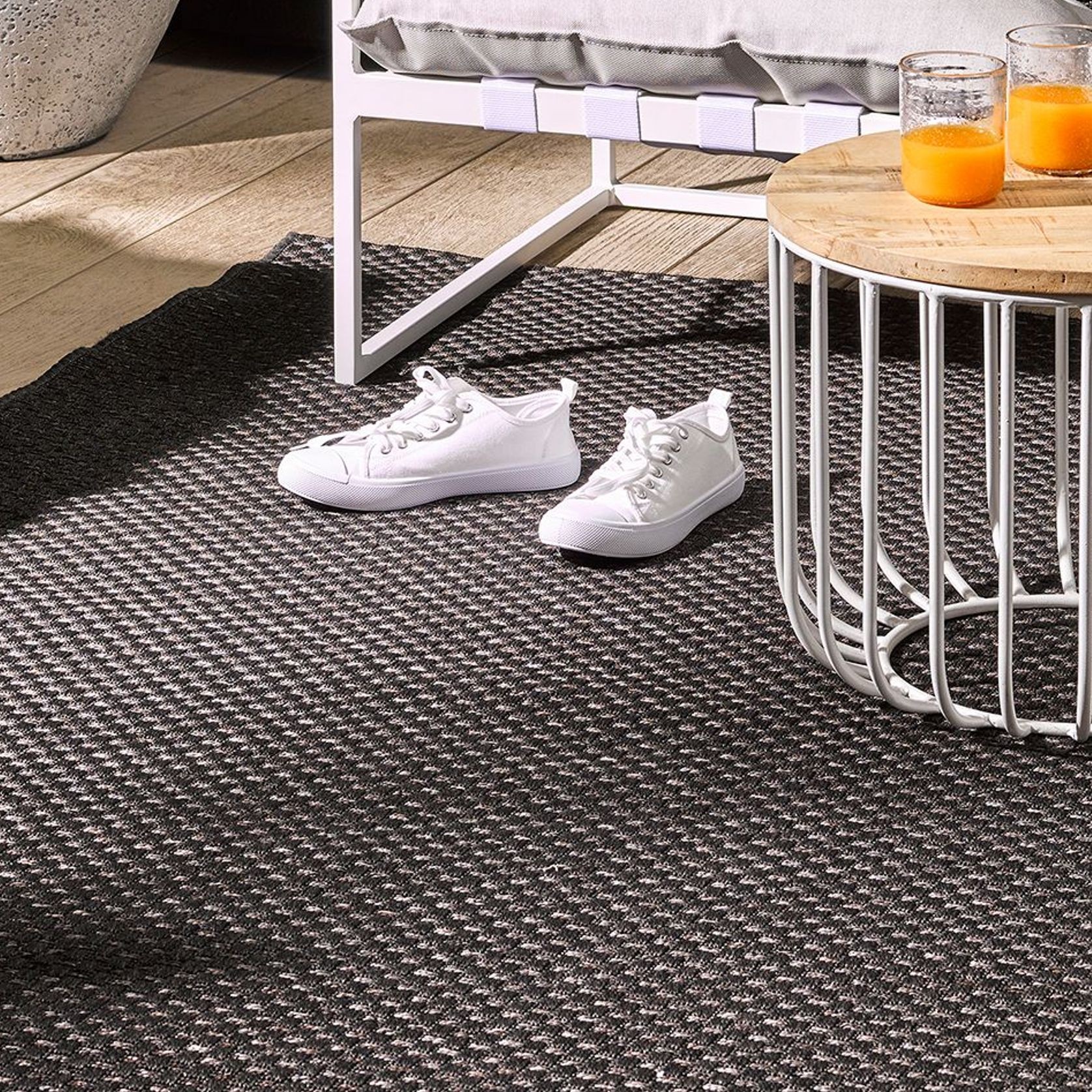 Baya Flax Outdoor Rug - Charcoal | ArchiPro NZ
