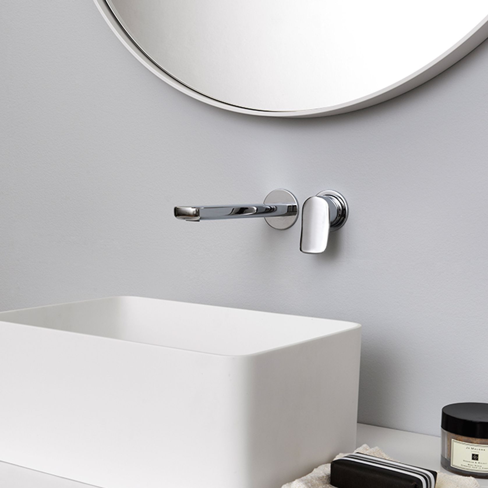 Brim Wall Mounted Basin Mixer 180mm Trimset | ArchiPro NZ