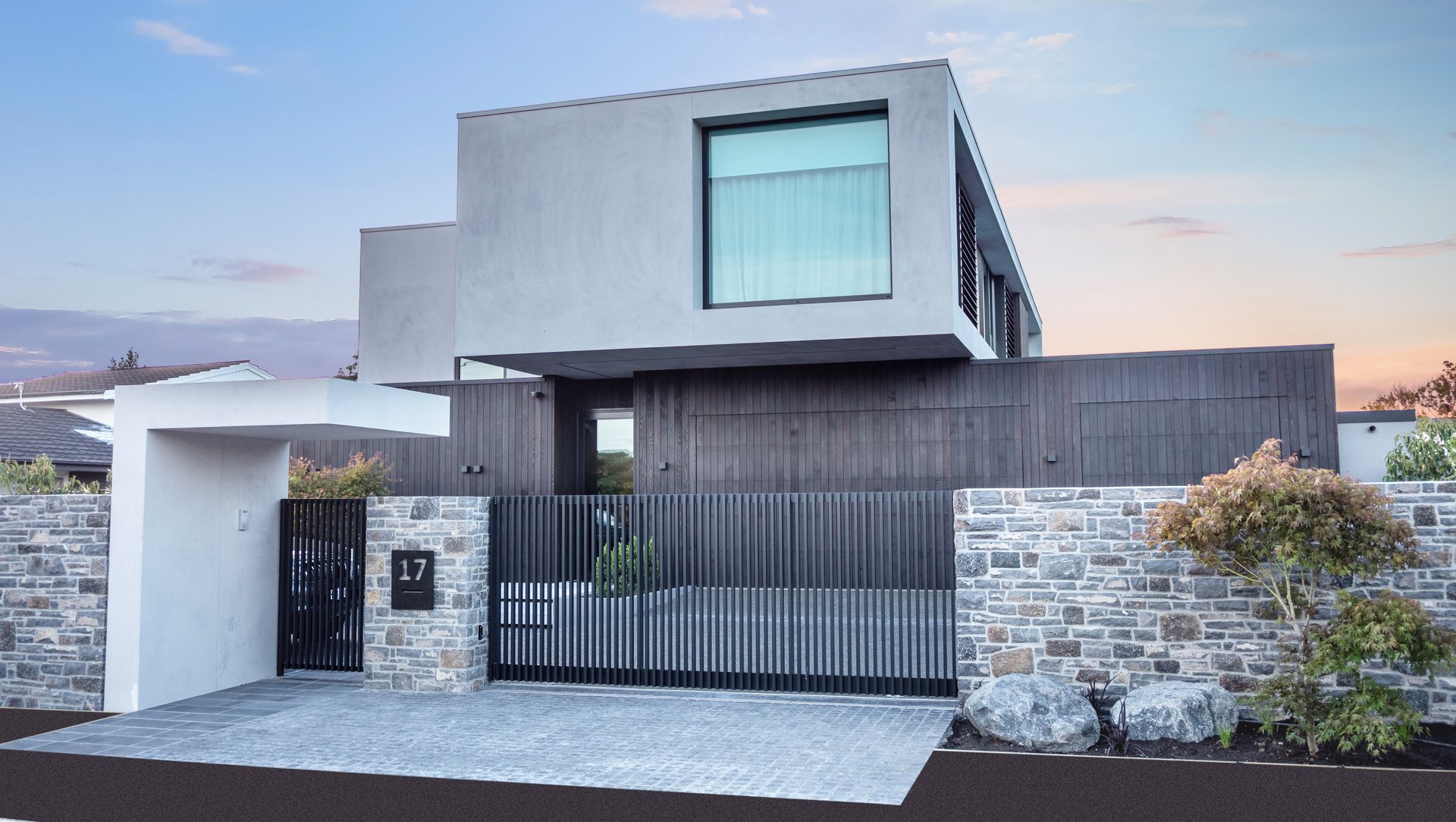 A high-end, bespoke fence that complements a modern Christchurch new-build