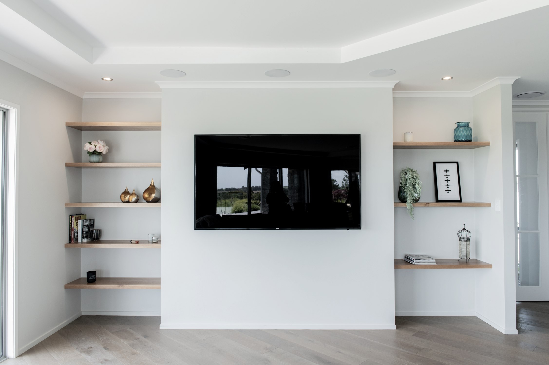 Floating Timber Shelving Craftsman Cabinets | ArchiPro NZ