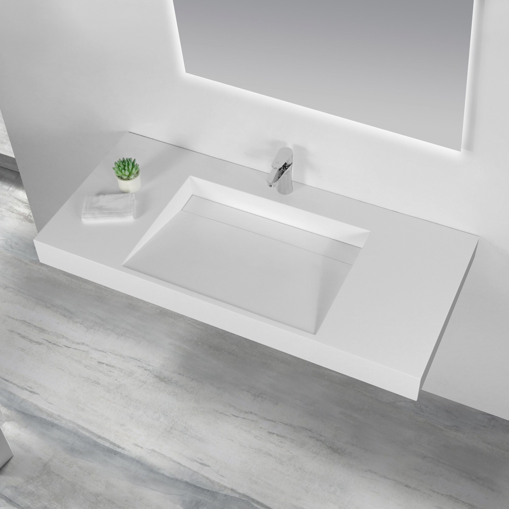 Ramp basin 1219mm Wall Hung Solid Surface B5048 | ArchiPro NZ