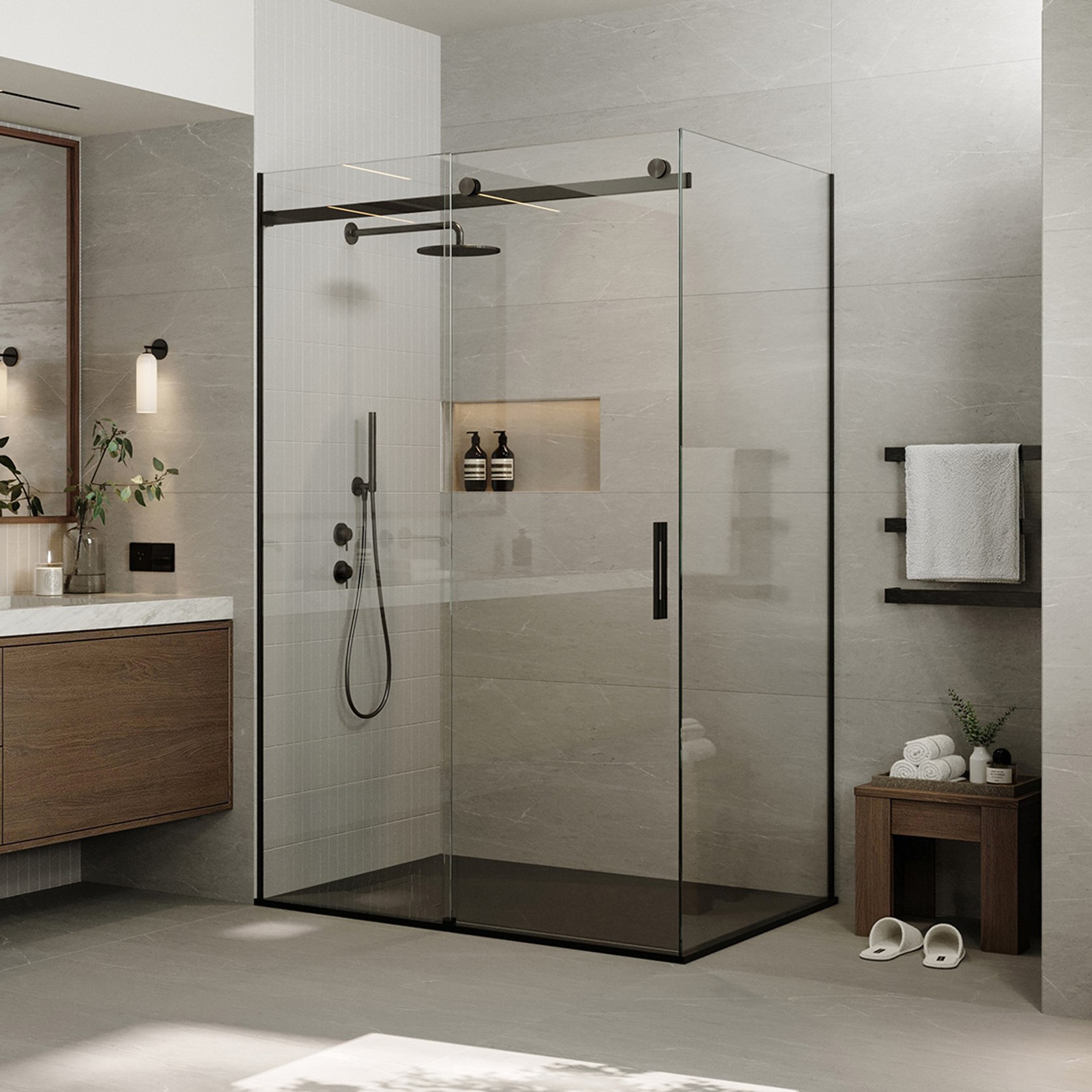 Ebony & Ivory Stone Shower | ArchiPro NZ