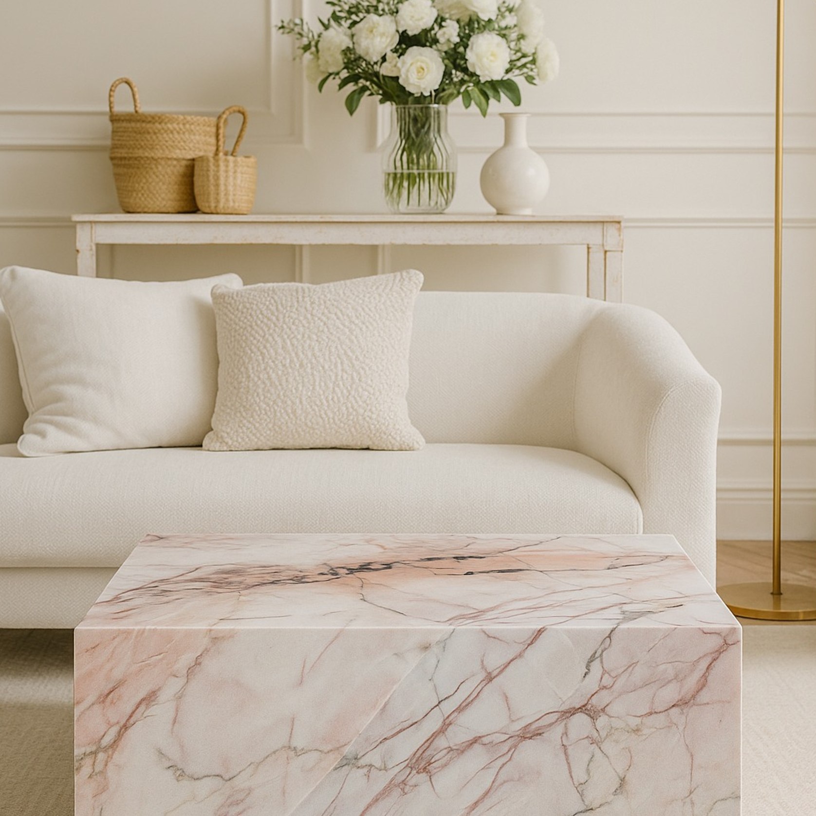 Block Coffee Table / Cherry Blossom-Small | Natural Stone Co. | ArchiPro NZ