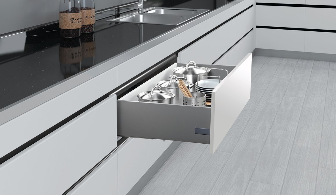 Enko SLIMBOX - Soft Close Drawer System Anthracite Knock In | ArchiPro NZ