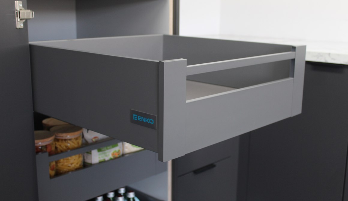 Enko SLIMBOX - Soft Close Drawer System Anthracite Knock In | ArchiPro NZ