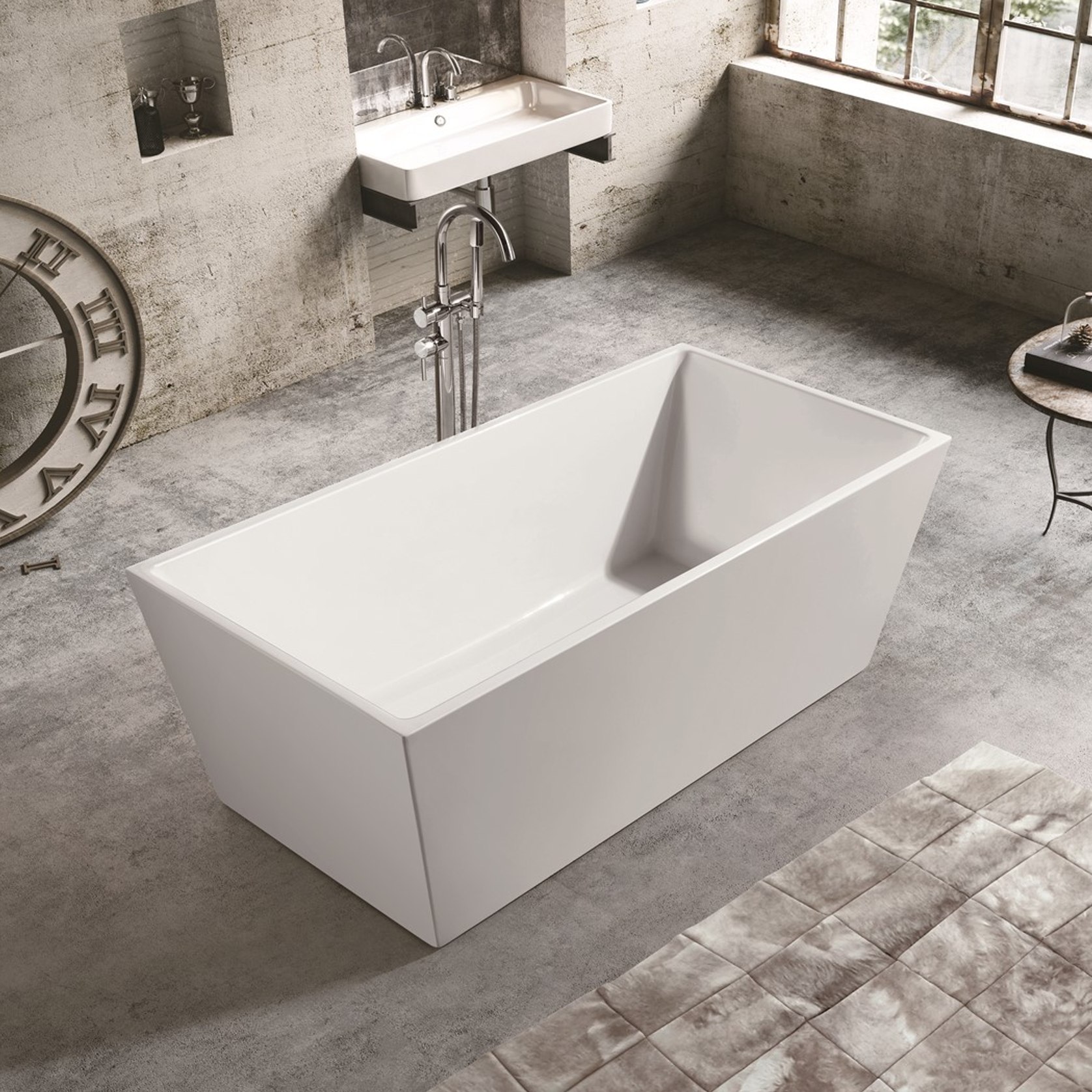 Unika Square Bath Tub W/Overflow | ArchiPro NZ