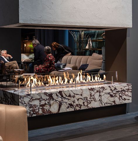 Custom Living Flame Asymmetrical Fireplace | ArchiPro NZ