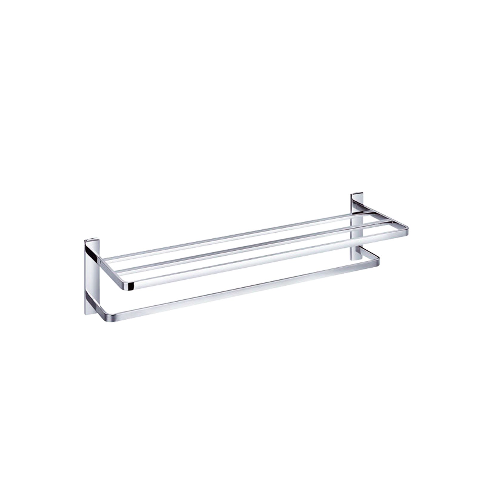 Cubic Long Towel Shelf and Rail 610mm Chrome | ArchiPro NZ