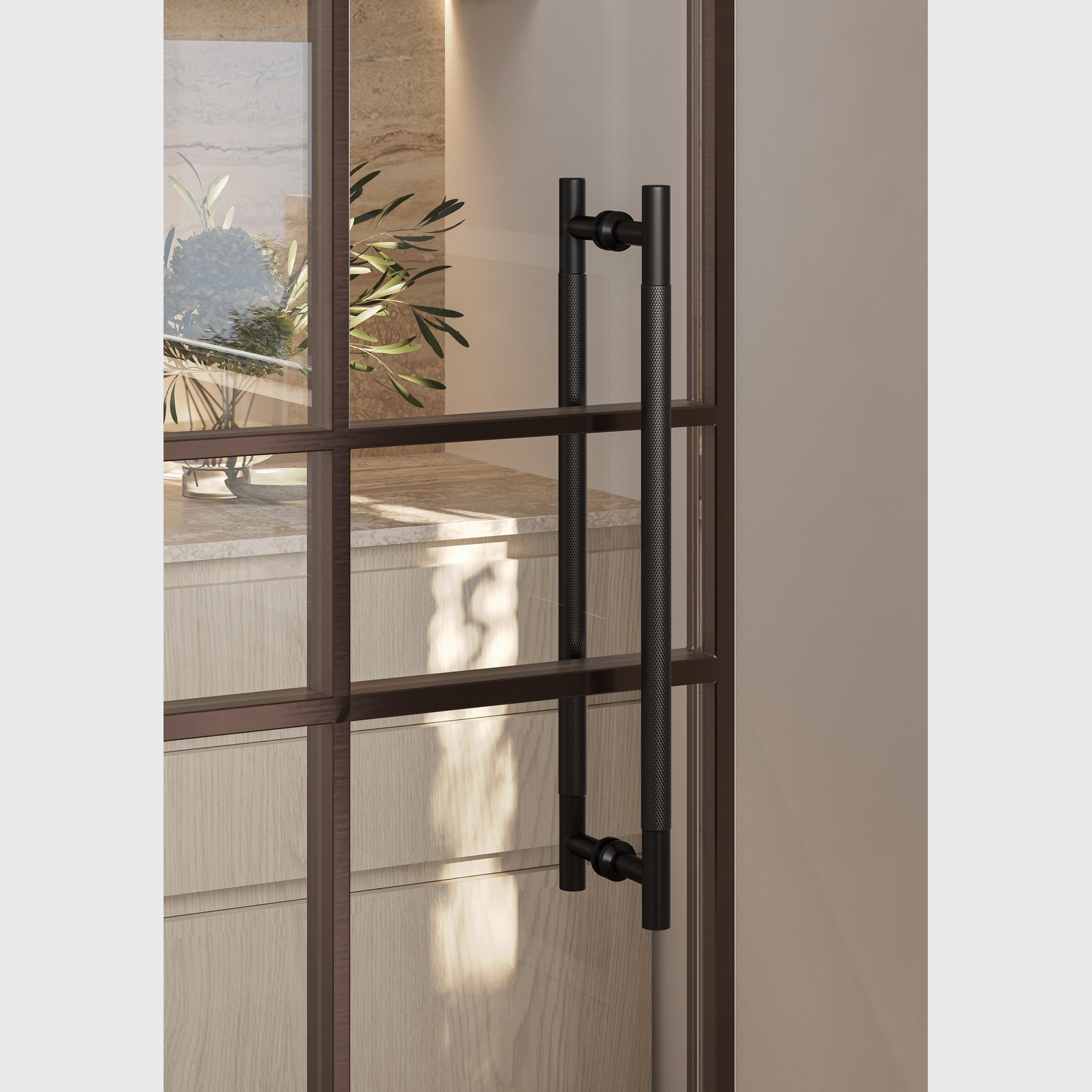 Textured Solid Brass Pull Handle - Diamond Knurled | ArchiPro NZ