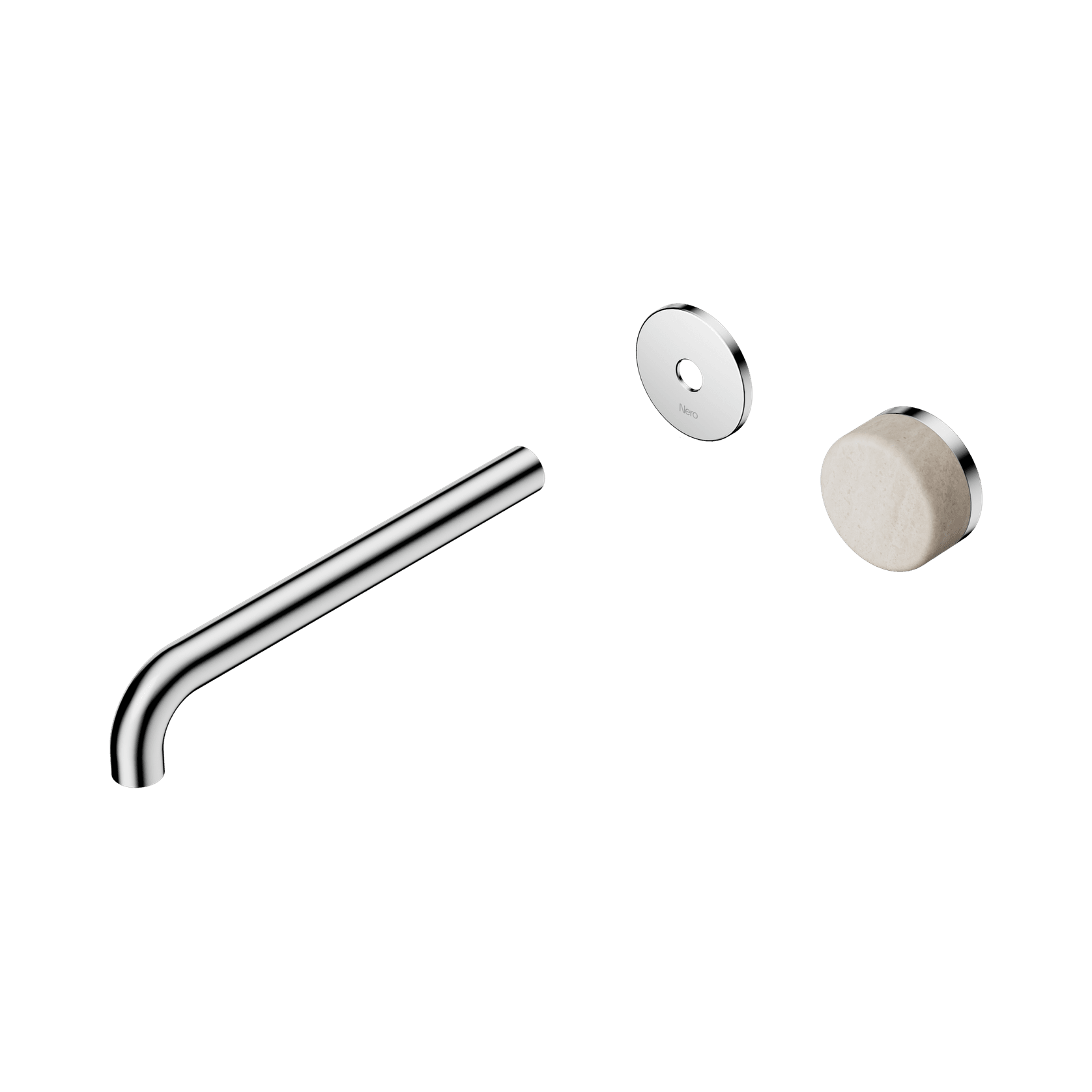 Serenity Wall Basin Mixer 220mm Spout Rome Travertine Handle Chrome ...