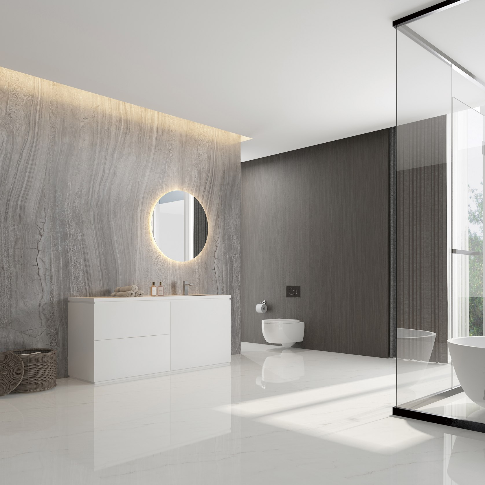 LED Back Light Polished Edge Round Mirror | ArchiPro NZ