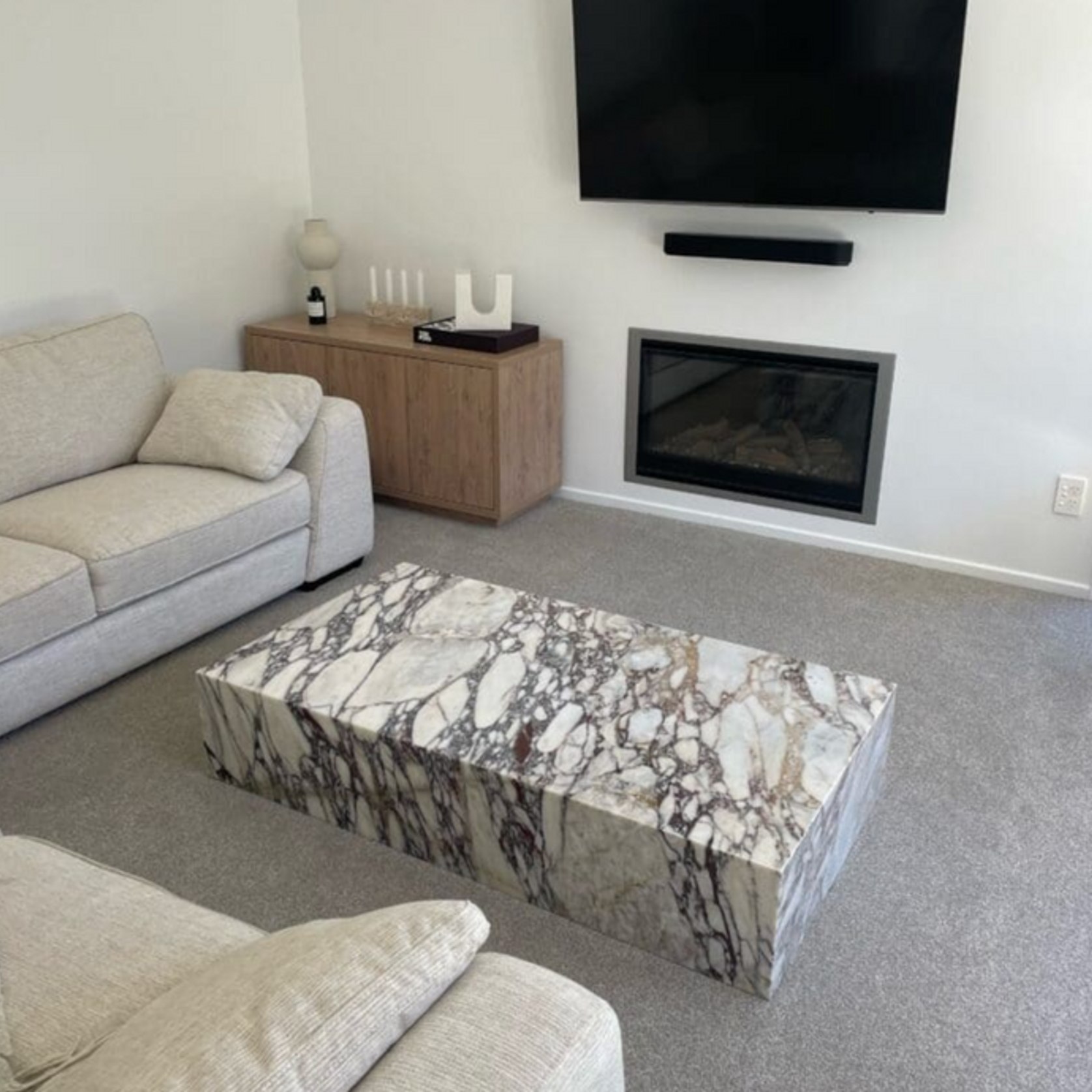 Block Coffee Table - Viola Calacatta Marble - Large | Natural Stone Co ...