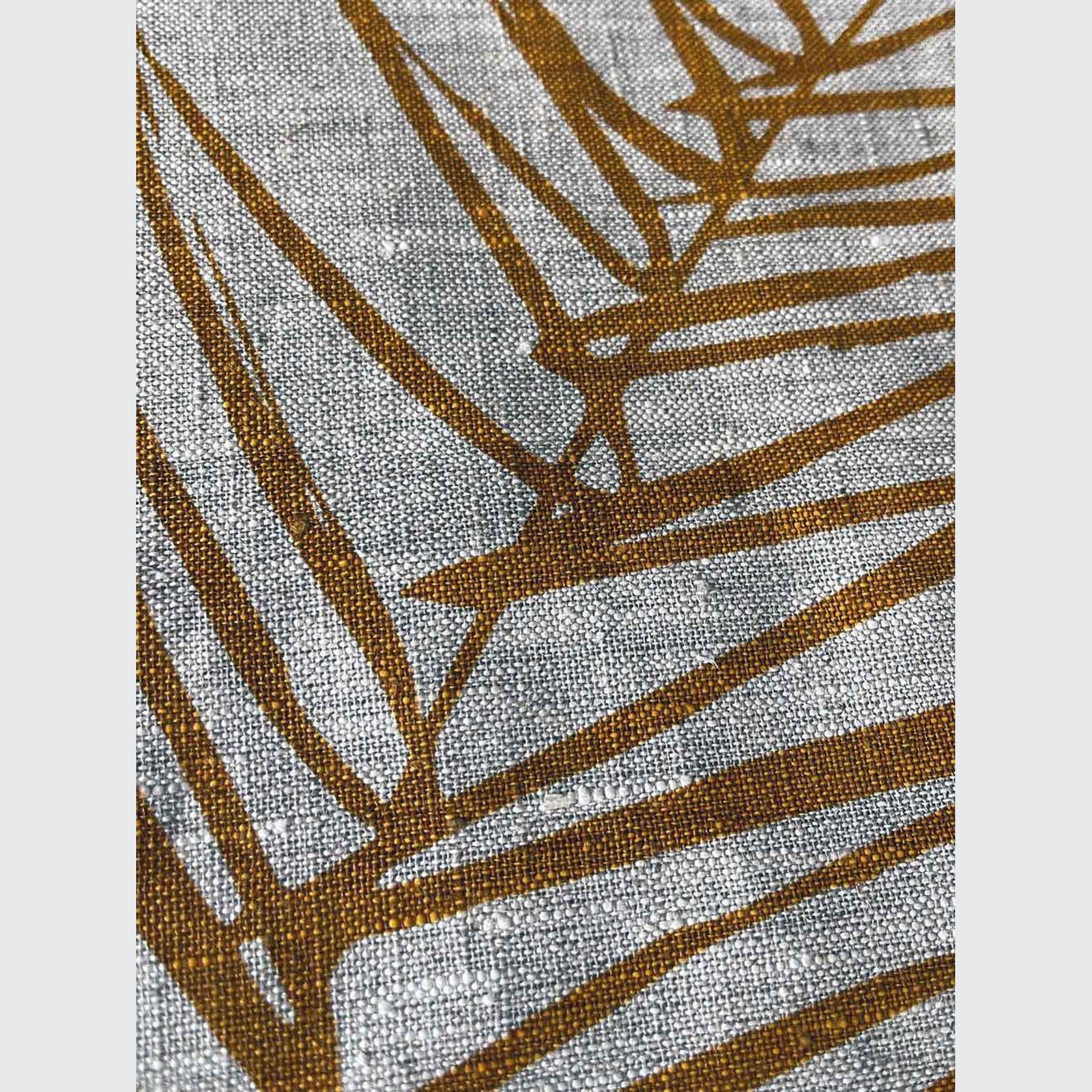 Hand-printed 100% Linen Tea Towel - Leaf, Mustard | ArchiPro NZ