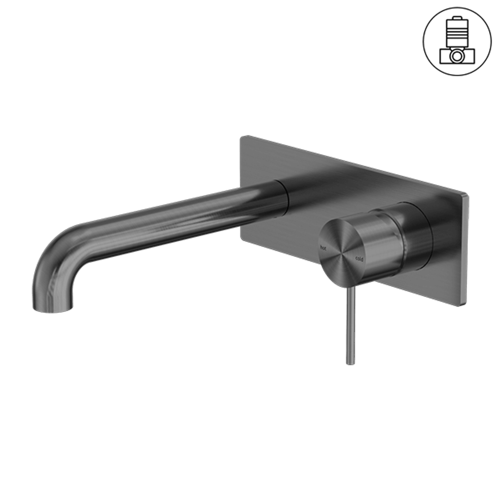 Mecca Wall Basin/Bath Mixer Handle Up 185mm Gun Metal | ArchiPro NZ