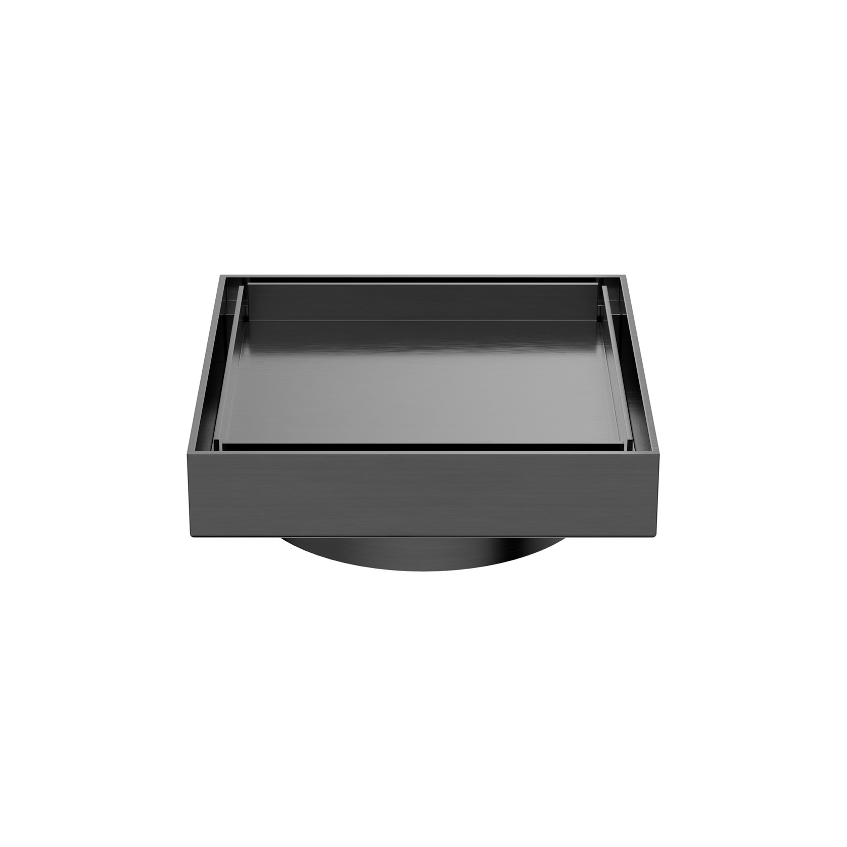 130mm Square Tile Insert Floor Waste 100mm Outlet Gun Metal | ArchiPro NZ