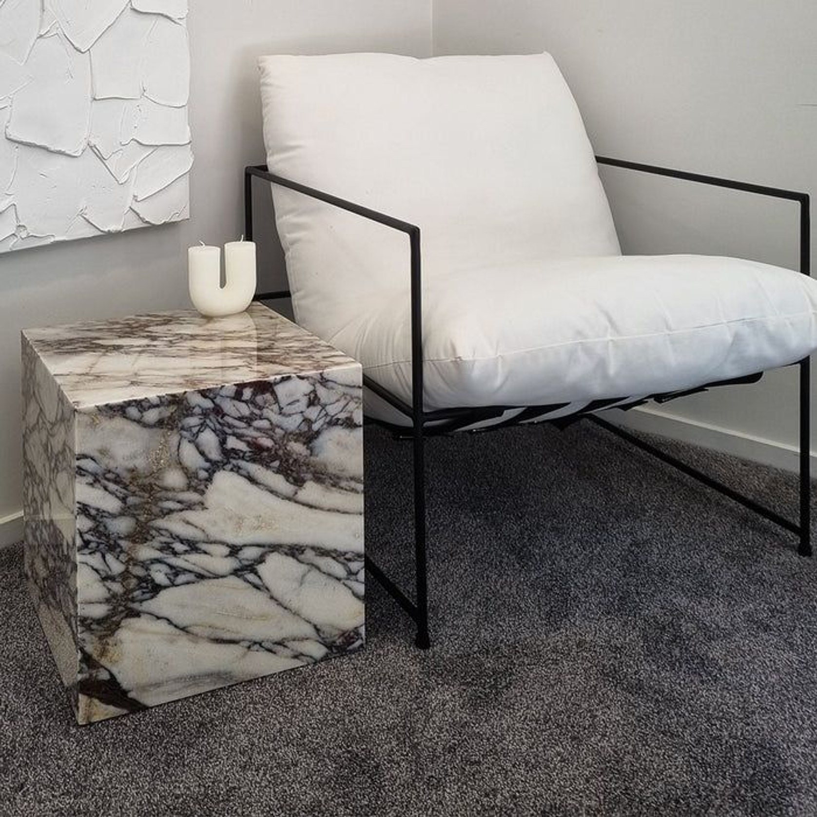 Cube Side Table - Viola Calacatta Marble | Natural Stone Co. | ArchiPro NZ