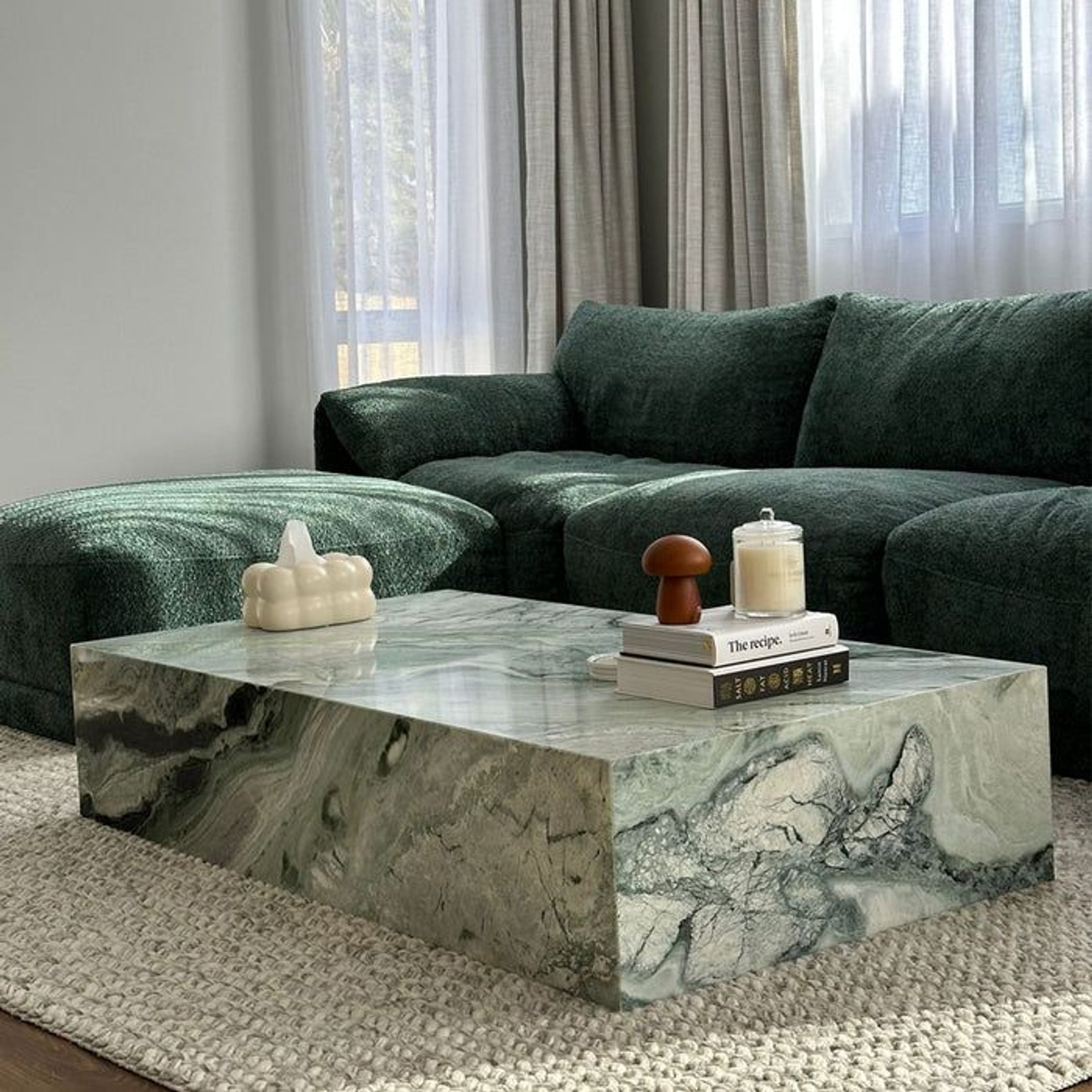 Block Coffee Table - Twill Green Marble | Natural Stone Co. | ArchiPro NZ