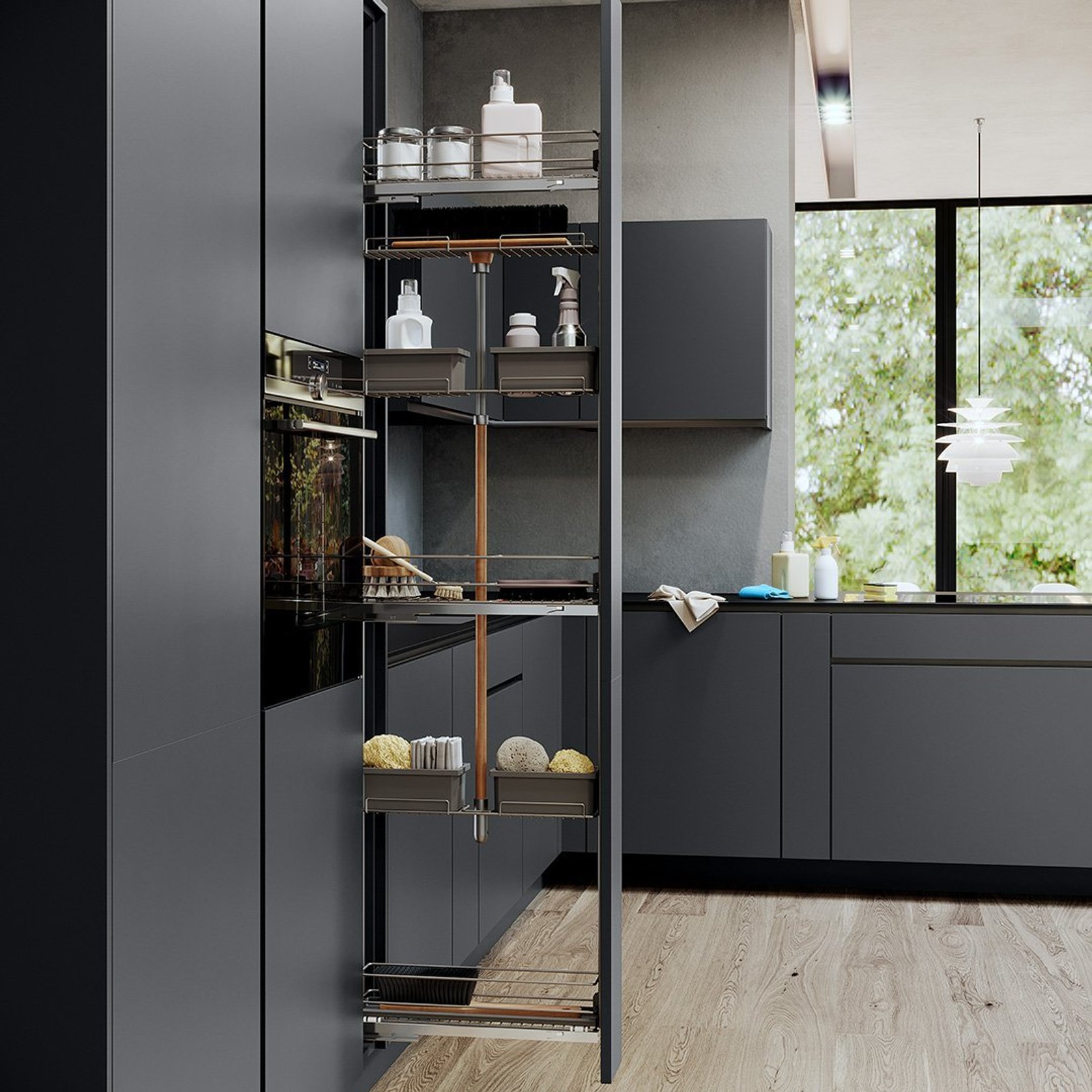 VS TAL Broom Tall Broom and Cleaner Pull Out Storage | ArchiPro NZ