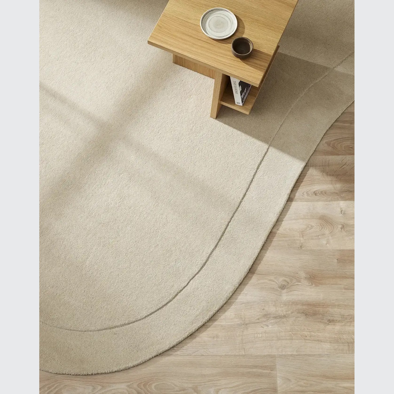 Baya Form 100% Wool Rug - Natural | Curved Form Rug | ArchiPro NZ