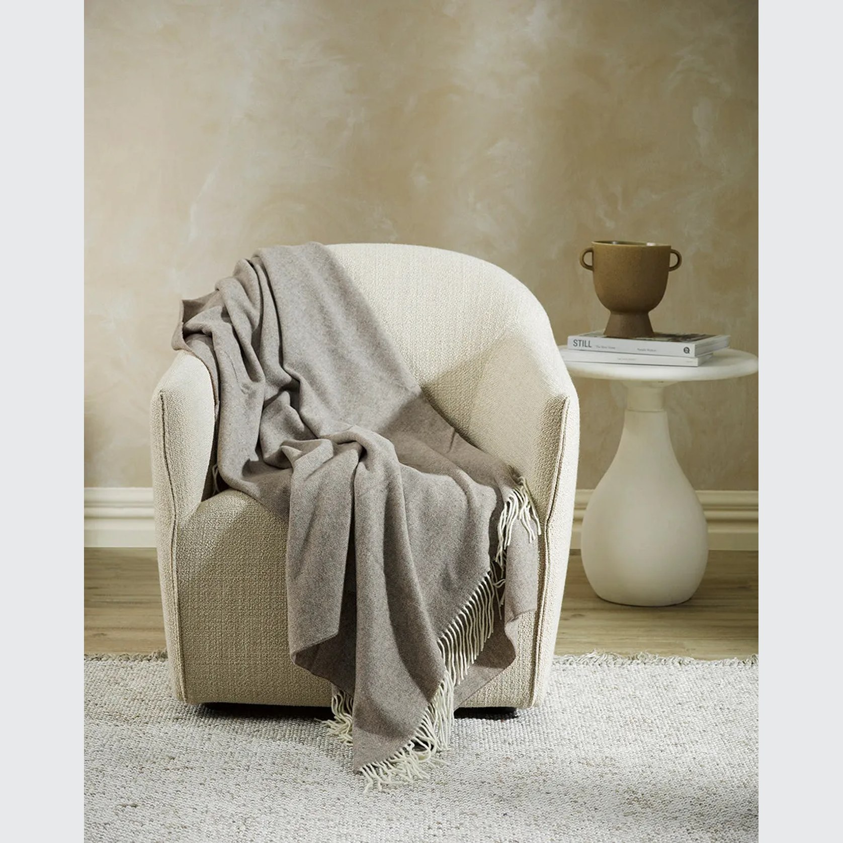 Baya Bambina Throw Blanket - Walnut | Merino Wool and Cashmere ...
