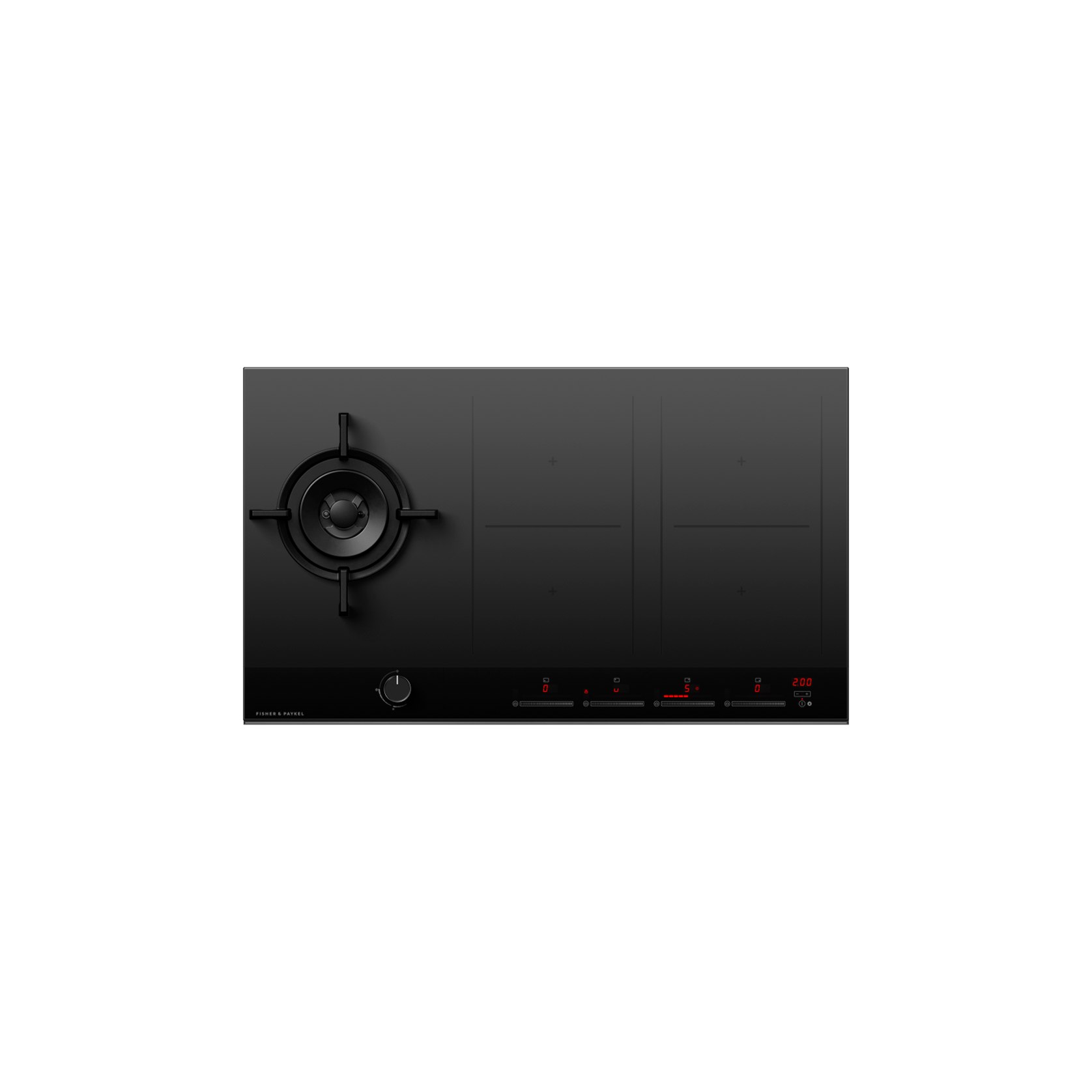 Gas + Induction Cooktop, 90cm, 1 Burner, 4 Zones with SmartZone ...