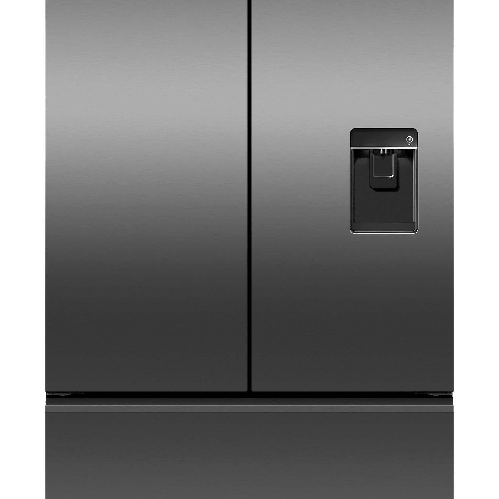 Freestanding French Door Refrigerator Freezer, 90cm, 569L, Ice & Water, Black Stainless Steel ...