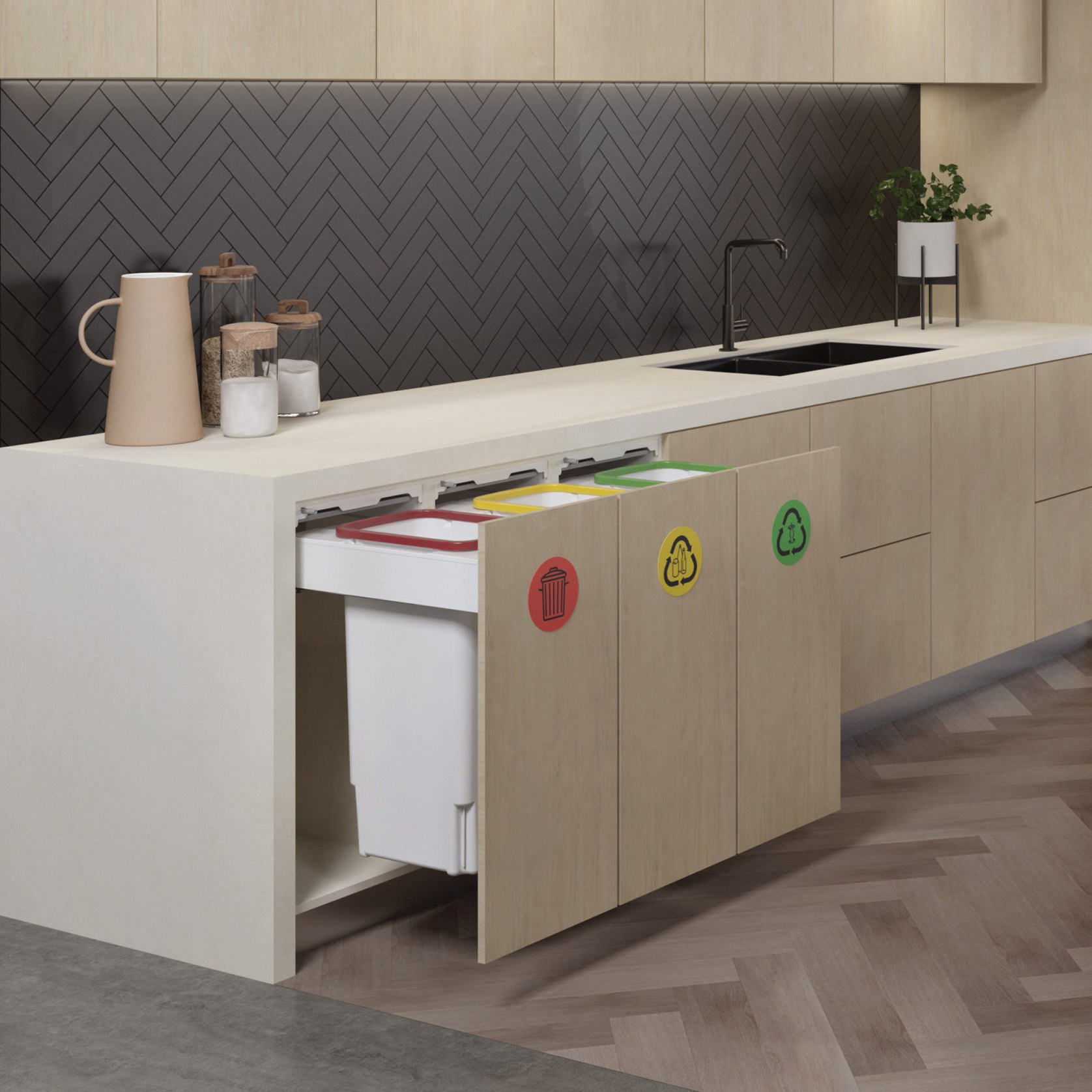 Waste + Recycling at Work | Colour Coded Liner Holders | ArchiPro NZ