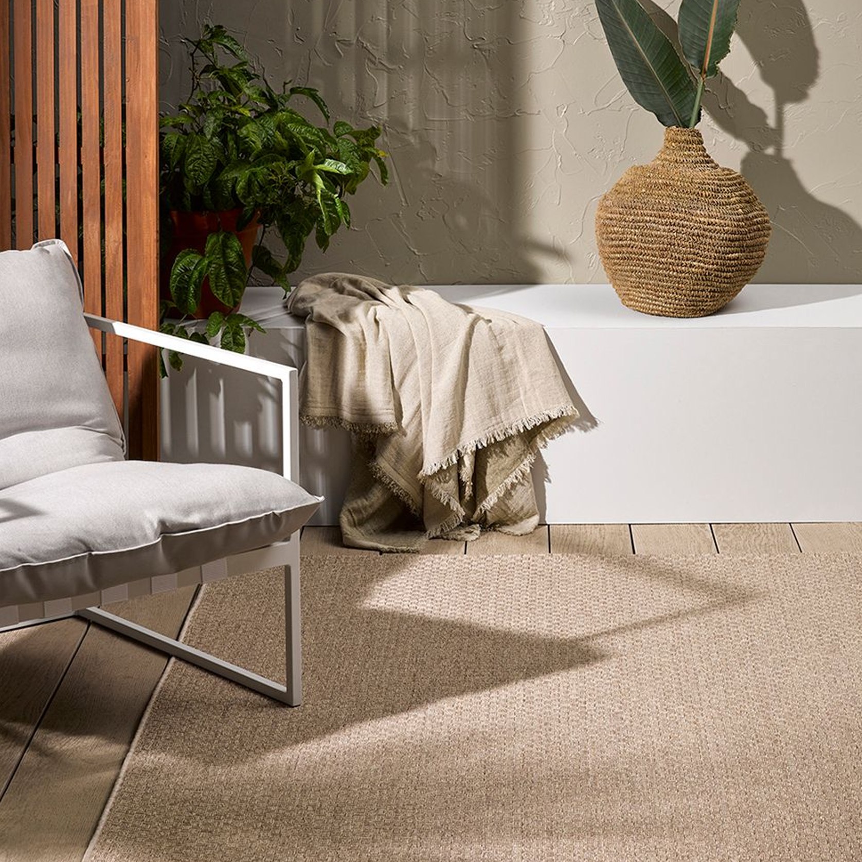 Baya Flax Outdoor Rug - Sand | ArchiPro NZ