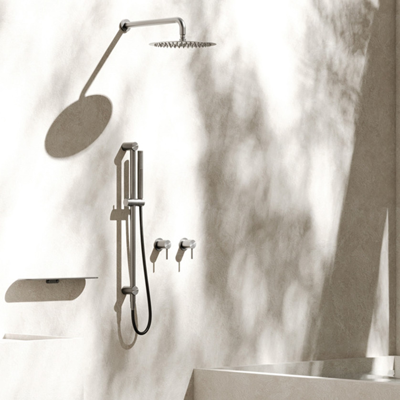 Zen SS316L Shower Rail & Outdoor Shower Hose | Brushed Nickel | ArchiPro NZ