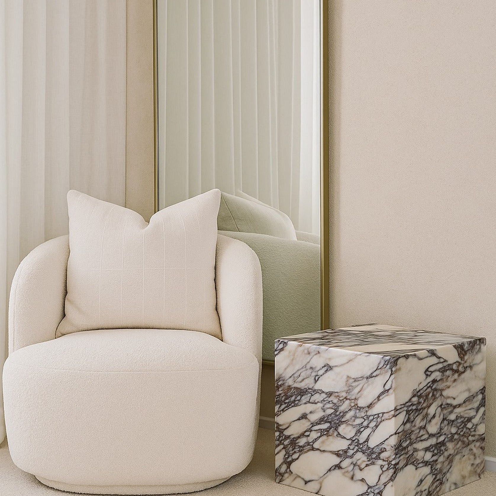Cube Side Table - Viola Calacatta Marble | Natural Stone Co. | ArchiPro NZ