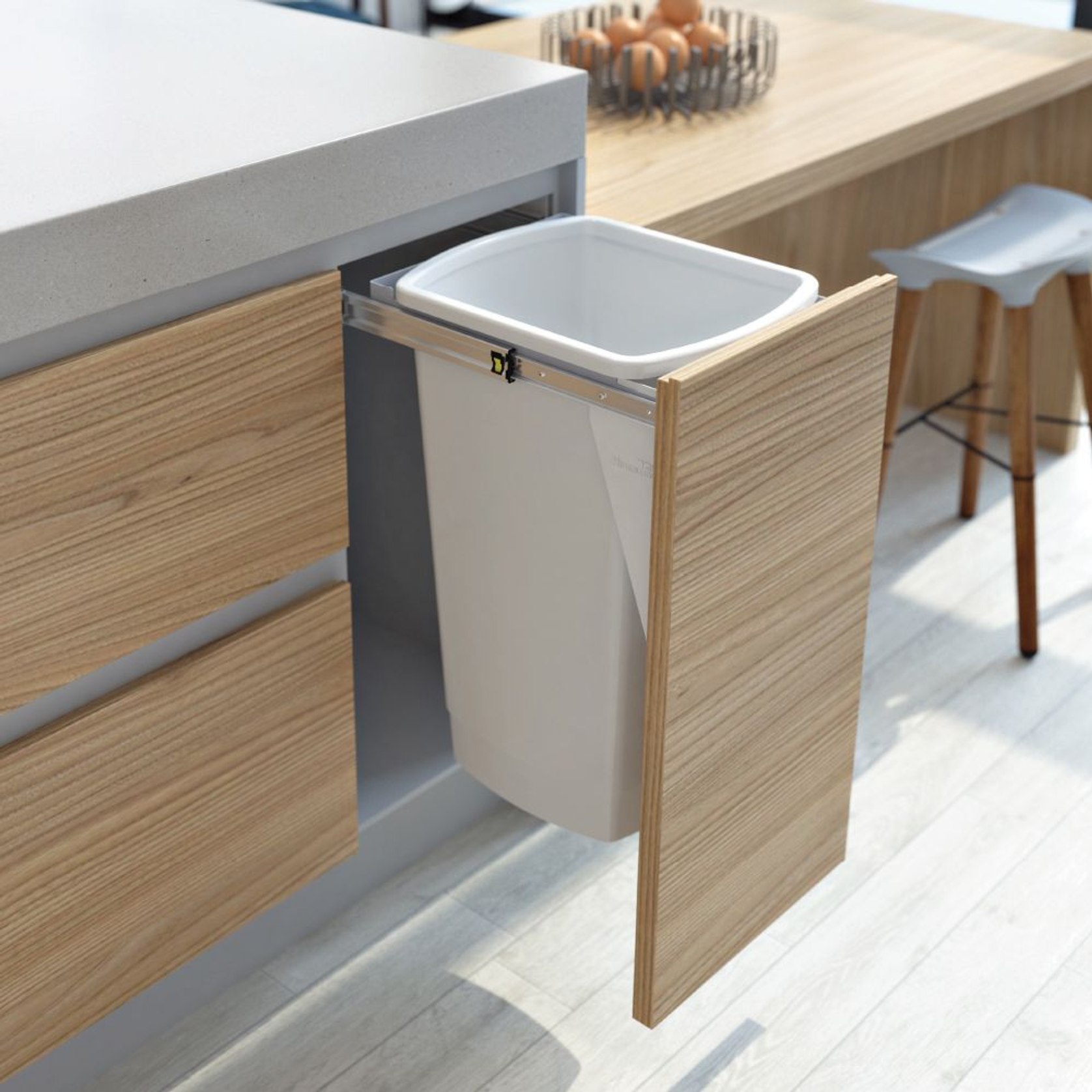 Hideaway Compact 1 x 50L Bucket | Door Pull | White | ArchiPro NZ