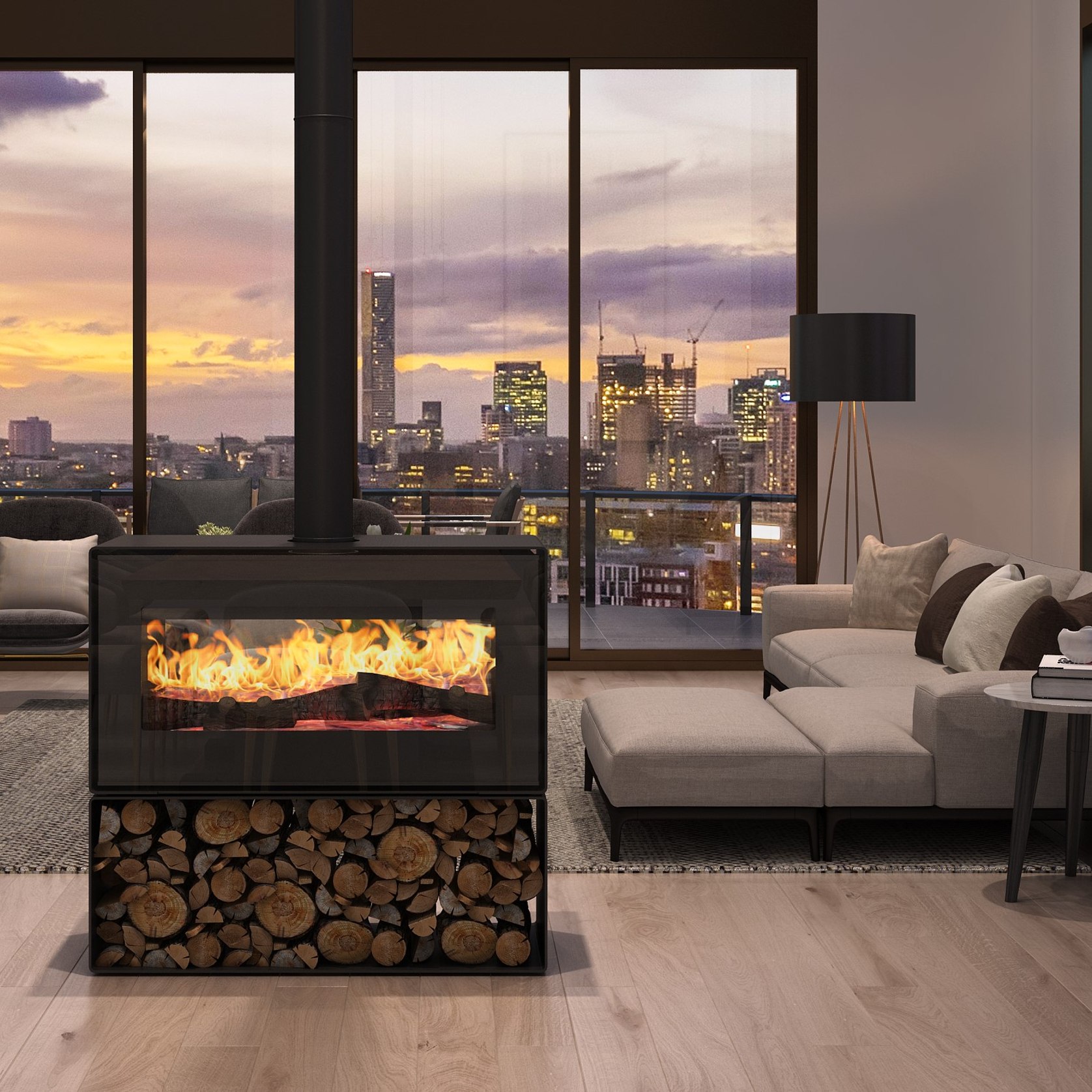 VisionLINE Taurus Double-Sided Clean Air Fire | ArchiPro NZ