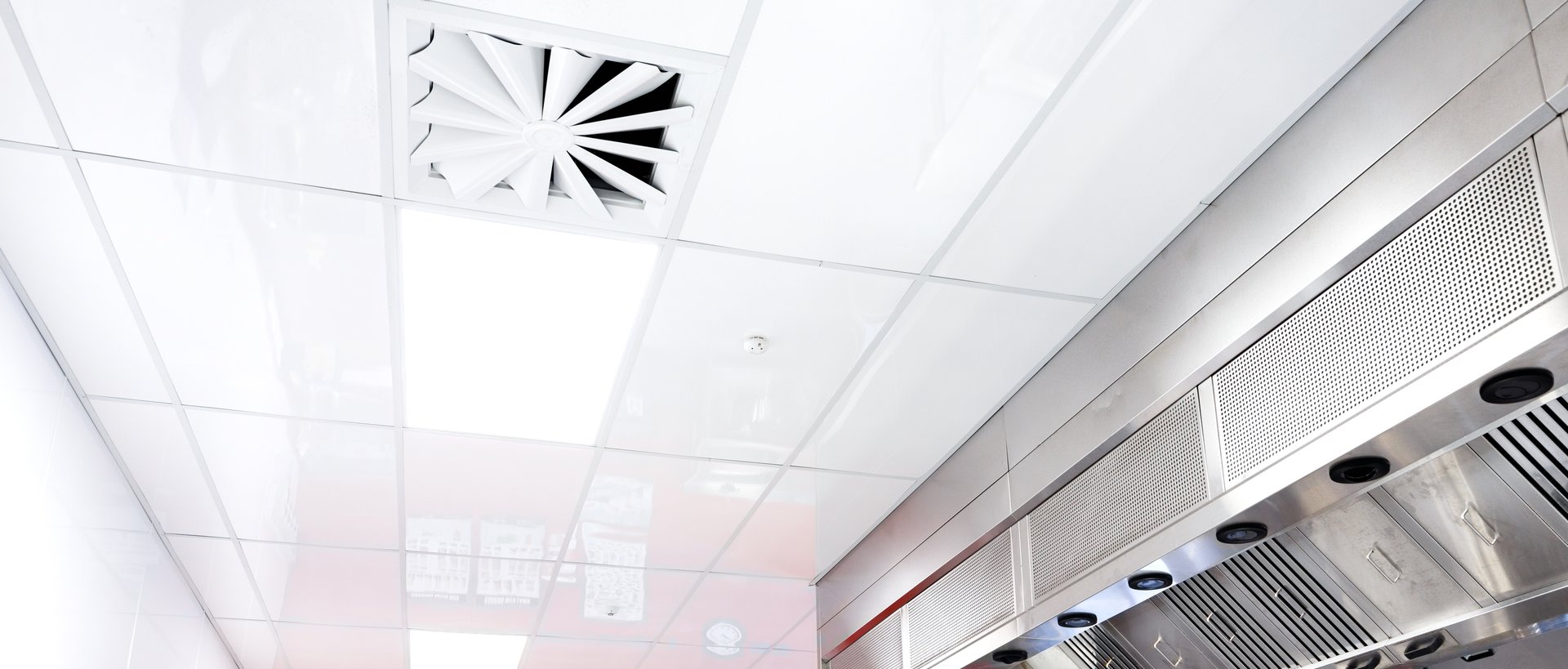 Tertiary training kitchen features hygienic ceiling tiles by Bates ...