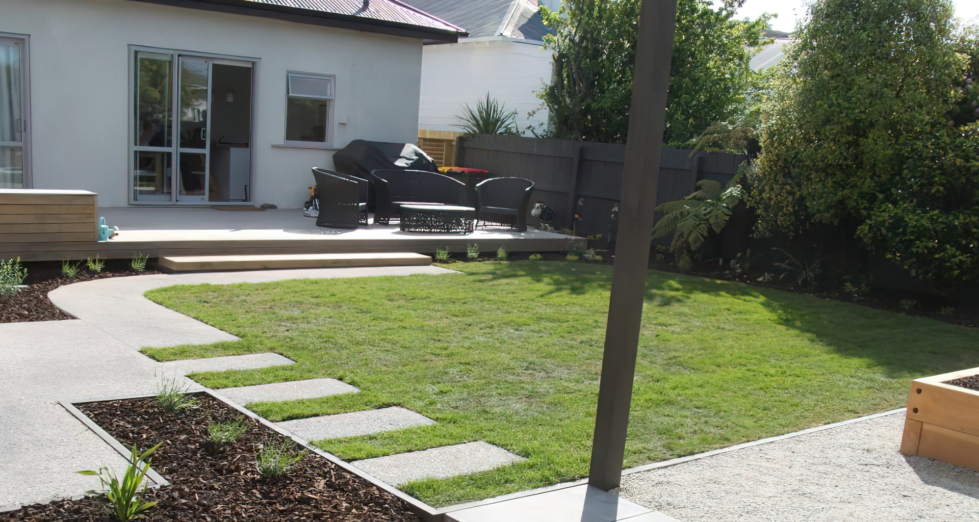 Villa With A Modern Edge by Neville Stewart Landscaping | ArchiPro NZ